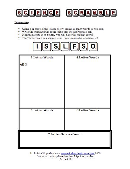 Science Scramble Puzzles – Middle School Science Blog