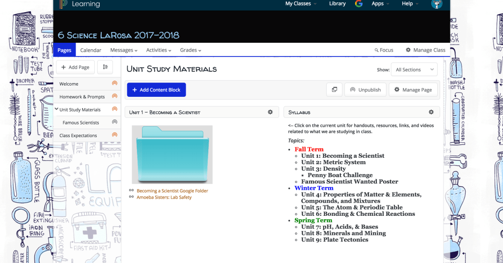 Power School Learning Management System – Middle School Science Lessons